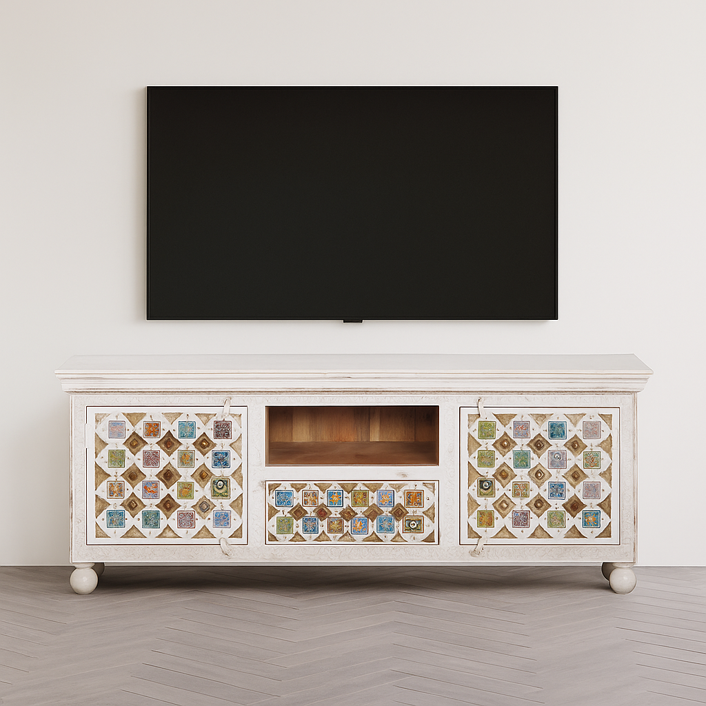 Michelle Hand Carved Tile TV Cabinet – Celson Lifestyle Interiors PTY LTD